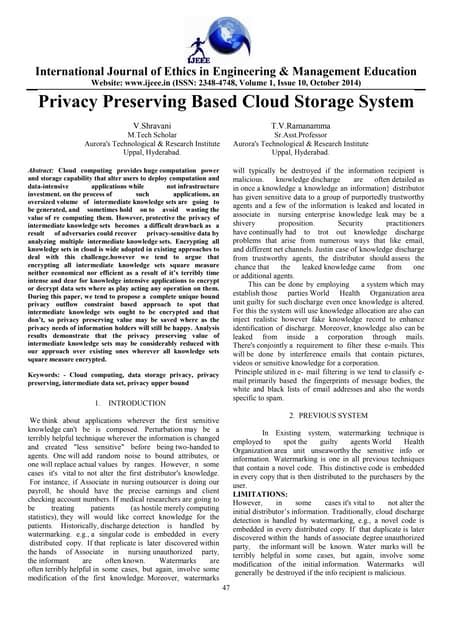 Privacy Preserving Based Cloud Storage System Pdf Email Internet