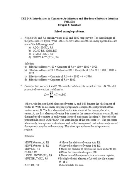 Solved Problems 1 Download Free Pdf Instruction Set Electronic