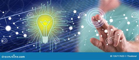 Man Touching A Technology Innovation Concept Stock Image Image Of Finger Innovation 126717633