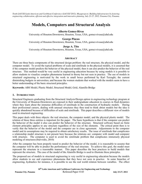 Pdf Models Computers And Structural Analysis