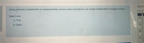 solved quiz using common components or subassemblies across