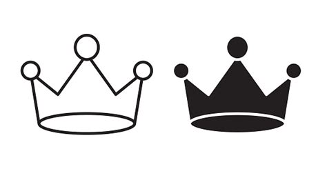 크라운 아이콘은 라이너와 솔리드 스타일로 설정되어 있습니다 검은색에 대한 스톡 벡터 아트 및 기타 이미지 검은색 공주 금 금속 Istock