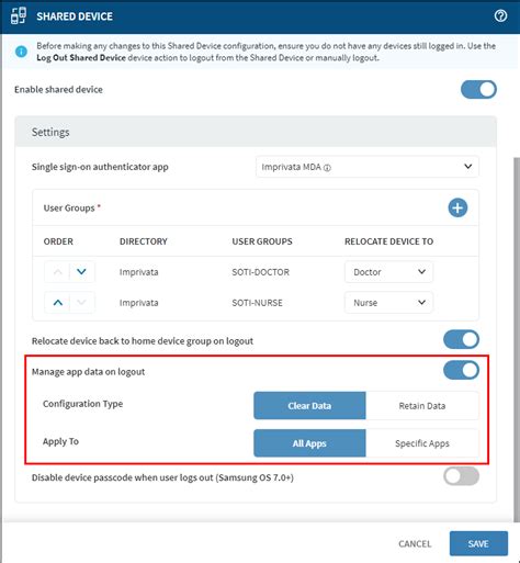 Manage App Data On Shared Device Logout