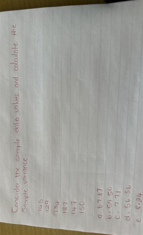 Solved Consider The Sample Data Values And Calculate The