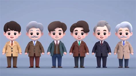Colorful Cartoon Characters In Suits Diversity In Modern Animation Style Stock Illustration