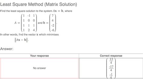 solved least square method matrix solution find the least