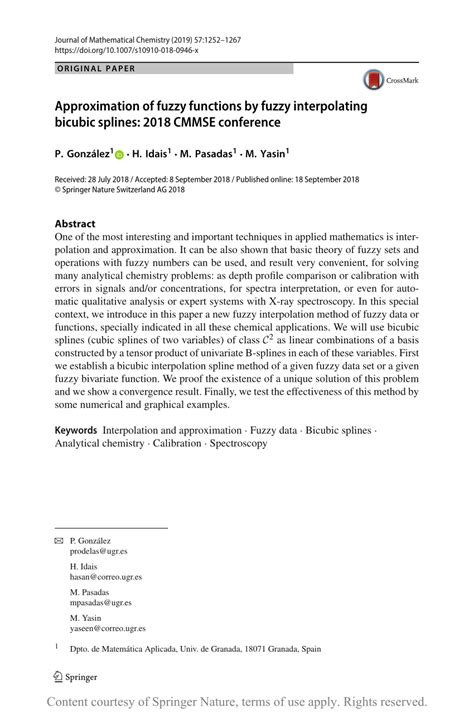 Approximation Of Fuzzy Functions By Fuzzy Interpolating Bicubic Splines 2018 Cmmse Conference