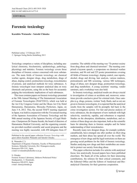 Pdf Forensic Toxicology