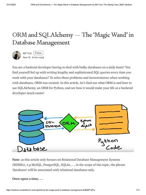 orm and sqlalchemy the magic wand in database management by bill tran the startup nov