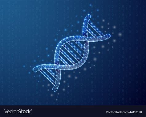 Dna Spiral Polygonal Symbol With Binary Code Vector Image