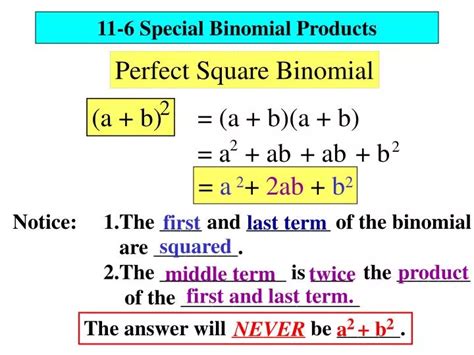 PPT 11 6 Special Binomial Products PowerPoint Presentation Free Download ID 5966259