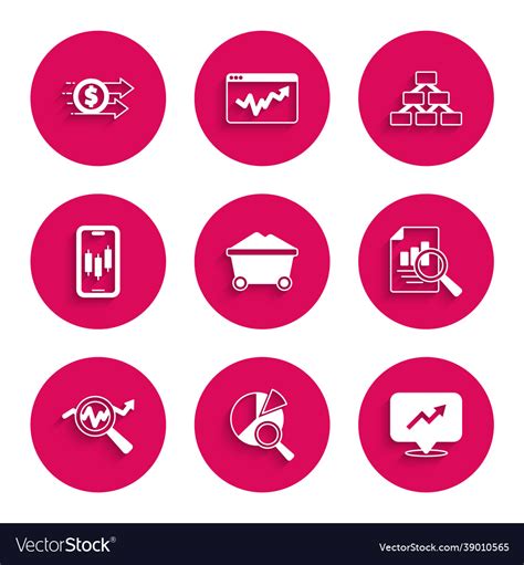 Set Coal Mine Trolley Search Data Analysis Vector Image