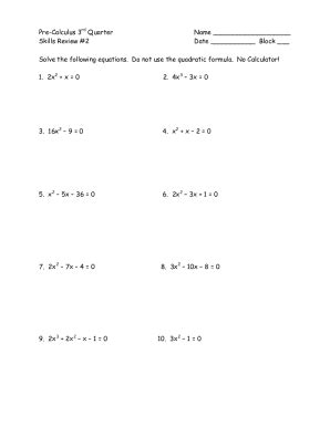 Fillable Online Pre Calculus Worksheet Fax Email Print PdfFiller