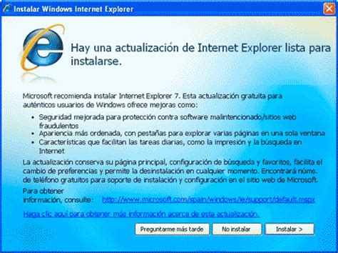 Actualización a Internet Explorer