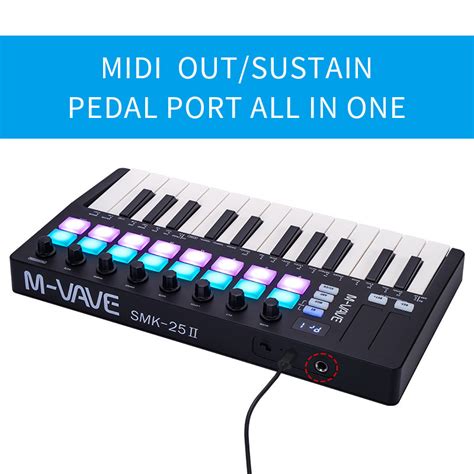 M Vave Smk Ⅱ 25 Key Midi Keyboard Controller With 16 Backlit Drum Pads Bluetooth Semi Weighted