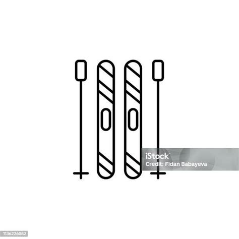 스키 겨울 스포츠 개요 아이콘입니다 겨울 스포츠 그림의 요소입니다 표시 및 기호 아이콘은 웹 로고 모바일 앱 Ui Ux에 사용할 수 있습니다 겨울에 대한 스톡 벡터 아트 및