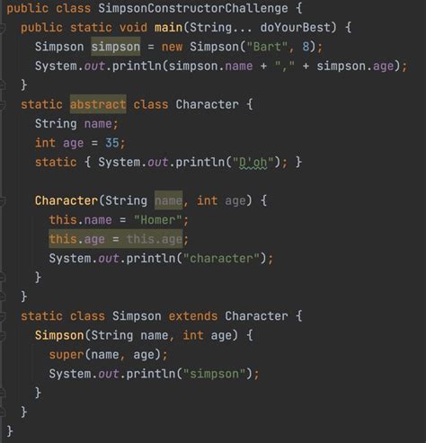 Simpson Inheritance Constructor Java Challenge Java Challengers