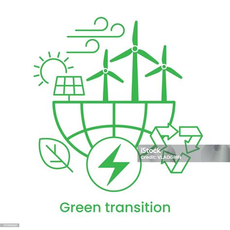 녹색 전환 아이콘입니다 대체 청정 에너지 환경 친화적 인 세계 개념으로의 전환 친환경 전력 생산 재생 가능한 대체 에너지로의 전환 에너지 전환에 대한 스톡 벡터 아트 및
