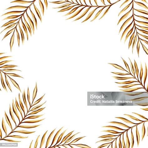 수채화 황금 프레임 와 날짜 야자수 나뭇가지 그림 와 배경 고립된 와 식물과 결혼식 및 라마단 카림 또는 이드 알 아드하 2024 손으로 그린 장식 디자이너 판화 엽서