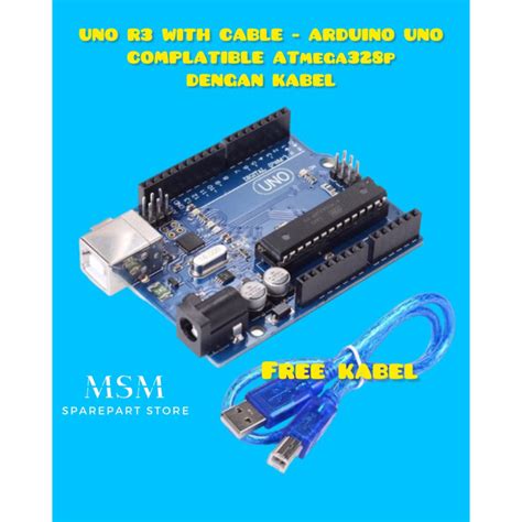 Uno R3 พร้อมสายเคเบิล Arduino Uno Atmega328p พร้อมสายเคเบิล Shopee