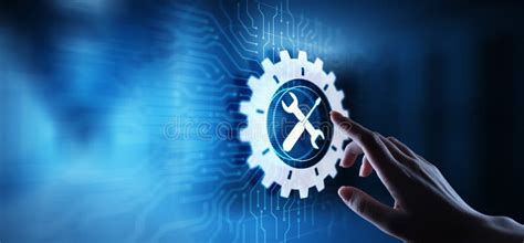 Support Button On Virtual Screen Customer Service And Communication Concept Stock Illustration