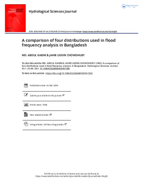 Pdf A Comparison Of Four Distributions Used In Flood Frequency Analysis In Bangladesh