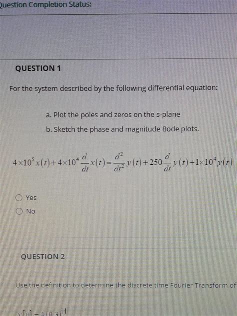 Solved For The System Described By The Following Chegg