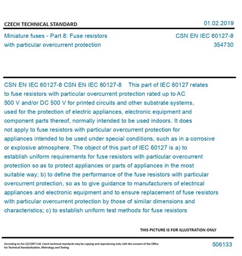 Csn En Iec 60127 8 Miniature Fuses Part 8 Fuse Resistors With