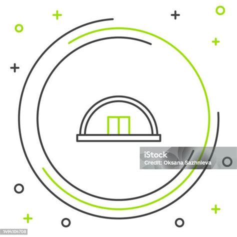 흰색 배경에 격리 된 선 격납고 아이콘입니다 컬러풀한 아웃라인 컨셉 벡터 건물 외관에 대한 스톡 벡터 아트 및 기타 이미지 건물 외관 건설 산업 건축 Istock