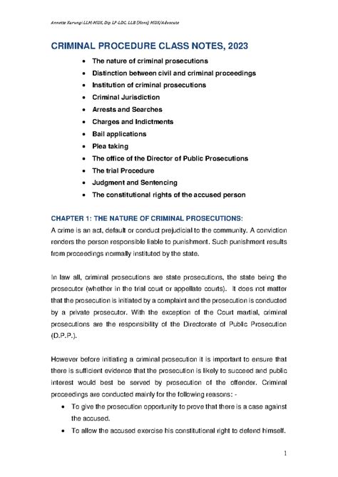 Criminal Procedure Lecture Notes Criminal Procedure Class Notes 2023 The Nature Of Criminal