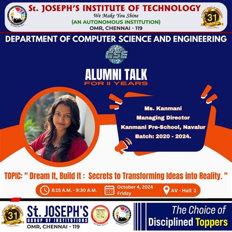 The Department Of Computer Science And Engineering St Josephs Institute Of Technology Omr Is