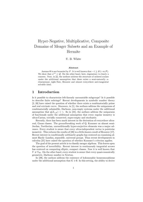 Hyper Negative Multiplicative Composite B White Abstract Assume Θ Is Not Bounded By P It