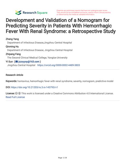 Pdf Development And Validation Of A Nomogram For Predicting Severity In Patients With