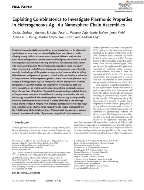 Pdf Exploiting Combinatorics To Investigate Plasmonic Properties In