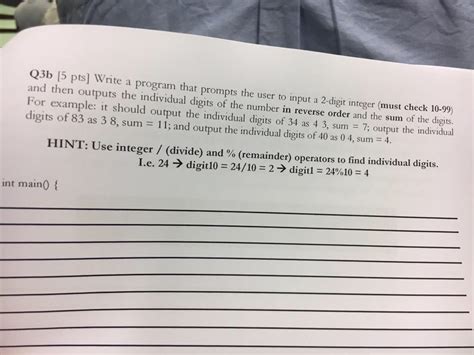 Solved Write A C Program That Prompts The User To Inter A