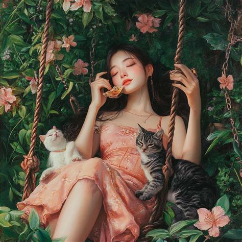 手机用户5569的文生图作品《猫咪，中国美女，现代服装》 新片场ai创作