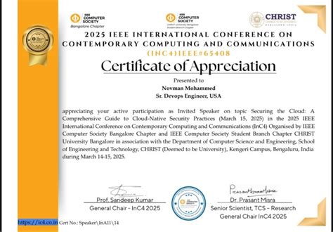 Cloudsecurity Kubernetes Cloudnative Ieee Inc4 Publicspeaking Novman Mohammed