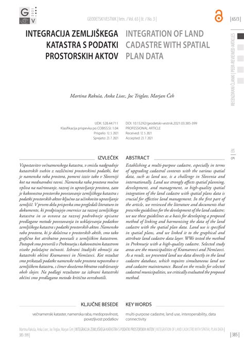 Pdf Integration Of Land Cadastre With Spatial Plan Data