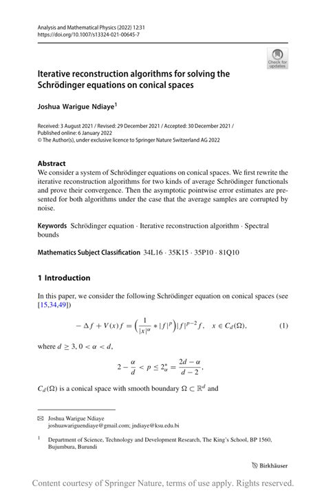 iterative reconstruction algorithms for solving the schrödinger