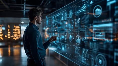 Immersion In Cyberspace A Person In Front Of A Virtual Screen Stock Illustration Illustration