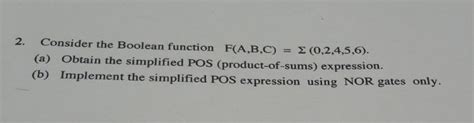 Solved Consider The Boolean Function A Obtain The Chegg