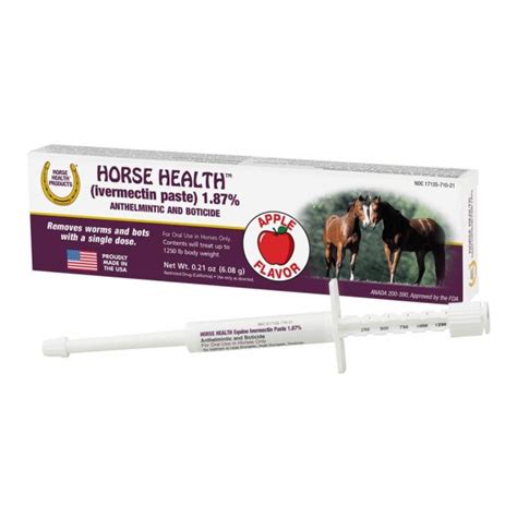 Horse Health Ivermectin Paste 187 Equine Dewormer Up To 1250 Lbs 021 Oz