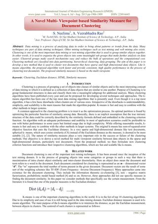 A Novel Multi Viewpoint Based Similarity Measure For Document