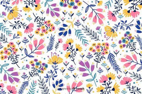 손으로 그린 꽃 배경 무료 벡터