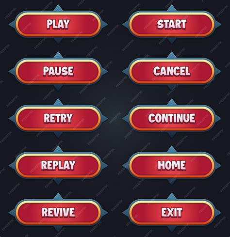 Premium Vector Game Ui Set Of Red Buttons With Editable Text Effect Gui To Build 2d Games Game