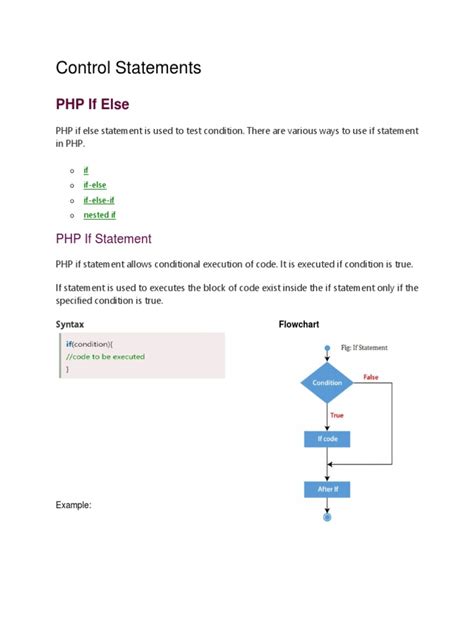 Control Statements Lecture Pdf Php Computing