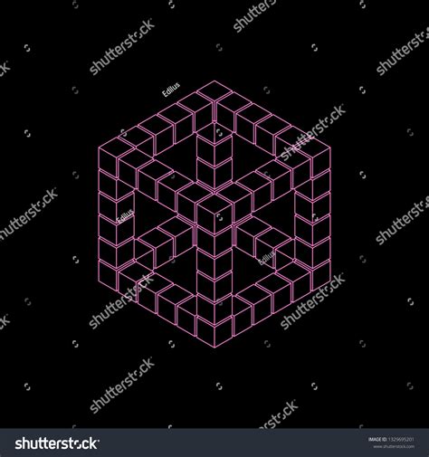 Wireframe Cube Cubes Isolated On Black Stock Vector Royalty Free Shutterstock