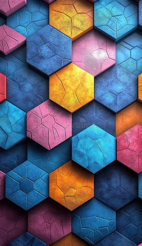 Colorful Hexagonal Pattern With Vibrant Textures And Geometric Design For Creative Backgrounds