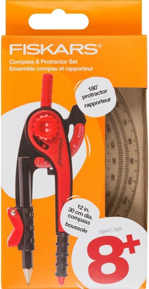 Brandclub Fiskars Plastic Compass And Protractor Set Math Geometry