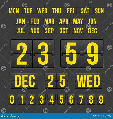 Countdown Timer And Date Calendar Scoreboard Stock Vector